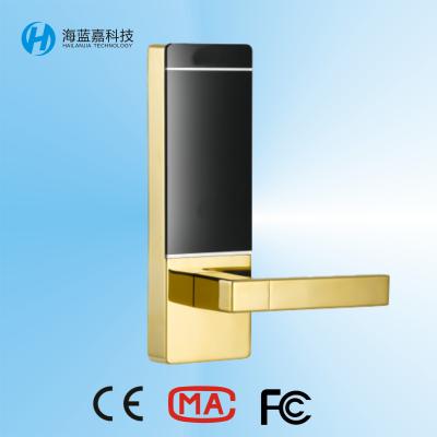 China European standard zinc alloy golden hotel rfid lock system with 6v battery for sale