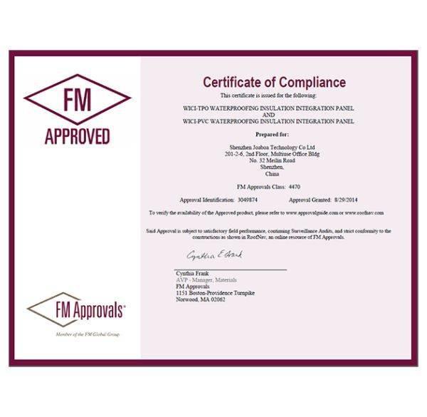 WiCi Waterproofing & Insulation Integrated Panel Certified by FM Approved - Shenzhen Joaboa Technology Co., Ltd