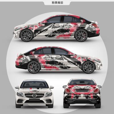 China Uitgeputte Korrel in rode en witte de Stickeromslag van het Autolichaam, ISO-SGS 2/3 mil-de Vinylfilm van de Autoomslag Te koop