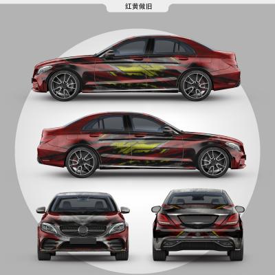 中国 赤くおよび黄色の重合体の自動車フィルムの覆いの無光沢の表面の使い古した穀物は印刷した 販売のため