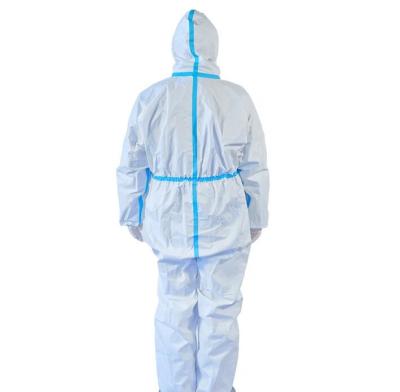 Cina Abito eliminabile blu bianco di isolamento, vestito eliminabile della tuta per l'unità di cure intensive in vendita