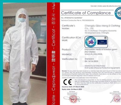 Cina Vestito protettivo eliminabile di uso epidemico di prevenzione, abito non tessuto di isolamento in vendita