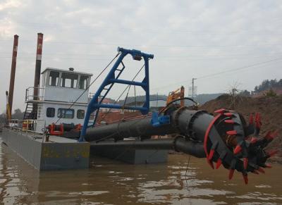China 200 Cbm/H Hydraulic Mud Dredging Ship 16kw Red Color Used For River Dredging for sale
