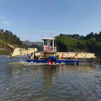 China Automatic Lake Weed Cutter Machine River Weed Cleaning Machine With Walking Style Paddle Wheel for sale