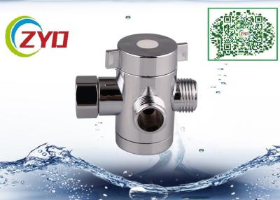 China 1/2 Male X 1/2 Female Shower Diverter Valve Three Way T - Adapter Chrome Finish for sale
