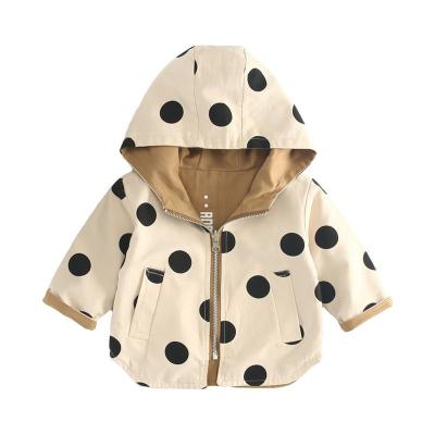 China kids girls Spring Autumn reversed jacket fashion trendy hooded coat  kids clothing outerwear double sided pattern for sale
