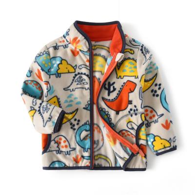 China Boutique Fleece Outwear for Boys Girls dinosaur Pattern Clothes Cute Latest design 2-8T Spring Autumn Winter clothes for sale
