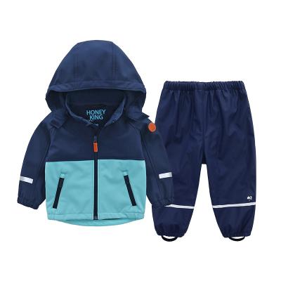 China Children boys and girls softshell rain jacket kids autumn winter warm suits custom baby rain jacket and pants for sale