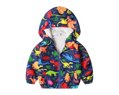 China New children rain clothing fashion dinosaur print boys waterproof outerwear thin rain jackets for sale