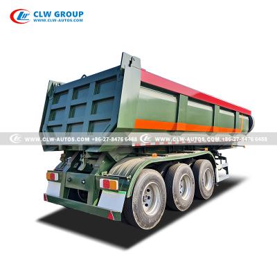 China 45T Rear-Tipping Semi-Trailer with HYVA Hydraulic Cylinder, 28T Yahua Landing Legs & 3-Axle Stability for sale