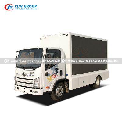 China FAW 3-Side P4 Mobile LED Billboard Truck with Hydraulic Lifting Side Screens and Foldable Stage for Digital Advertising for sale