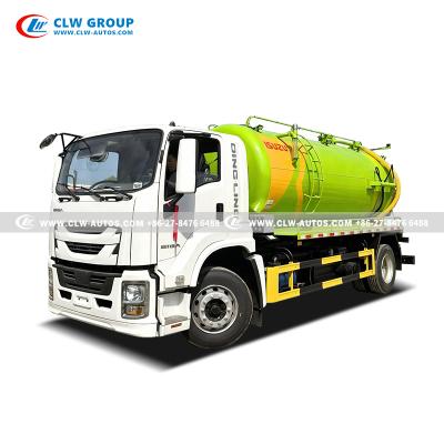 China 12 Cubic Meters Carbon Steel Tank Vacuum Sewage Suction Truck with High-efficiency Rotary Vane Vacuum Pump for sale