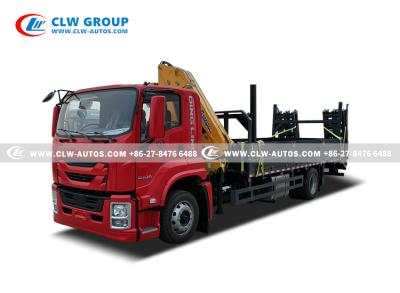 China ISUZU FTR 4x2 Flatbed Truck with 6.3-Ton Knuckle Crane and 205HP Euro 6 Engine for 7,000mm Platform Transport for sale