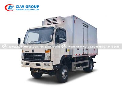 China HOWO 4x4 Right-Hand Drive Refrigerated Truck with 5.4 Ton Electric Winch for sale