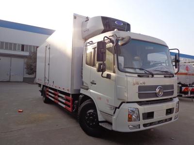 China Dongfeng 10 Ton Refrigerated Truck , -15 ℃ Refrigerated Delivery Truck With Rear Hydraulic Loading Plate for sale
