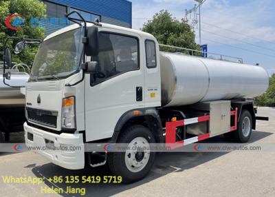 China Sinotruk Howo 4x2 RHD 5000L SS304 Milk Tanker Truck for sale
