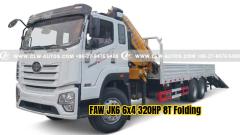 FAW JK6 6x4 320HP 8T Folding Boom Crane Truck