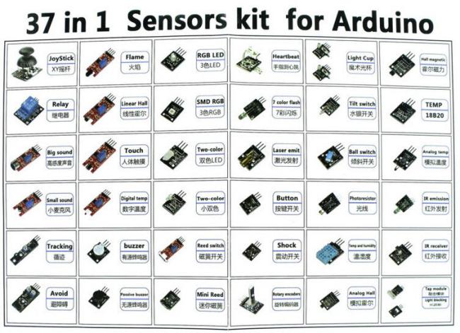 Starter Kit for Arduino DIY learning 37 Sensor Modules in one box 5V relay passive buzzer