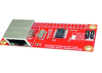 China Módulo vermelho do adaptador de rede de W ENC28J60 do jogo do acionador de partida de Arduino para RPi zero à venda