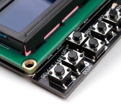 中国 LCD 2x16の（6つの押しボタンLCDの表示モジュールが付いている青い）表示キーパッドLCDの盾 販売のため