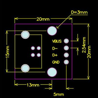 Cina Tipo B PER IMMERGERE il bordo di adattatore USB di Pin 4P di 2.54mm in vendita