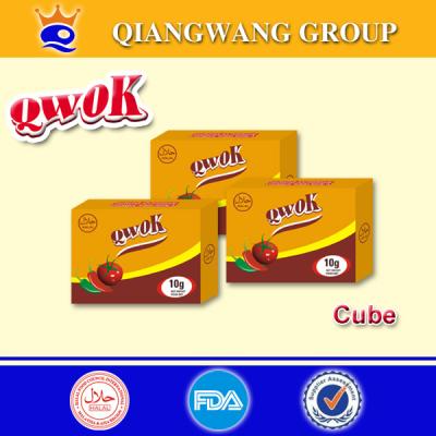 China Qwok 10g halal chilli and tomato flavour seasoning cube bouillon cube for sale