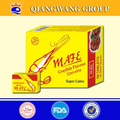 China Mafe 10g*60*24 crayfish flavour crevette seasoning cube halal bouillon cube for sale