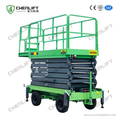 China 9m Four Wheel Self Propelled Hydraulic Scissor Lift Elevator Platform Mobile Table for sale