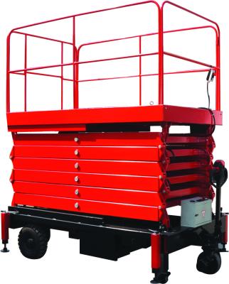 China 12 meters height mobile hydraulic scissor lift with motorized device loading capacity at 450Kg for sale