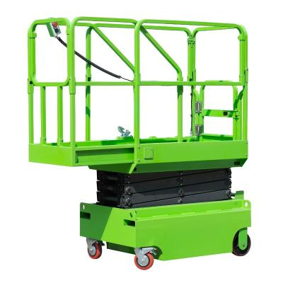 China Adjustable Manual Pushing Mobile Mini Scissor Lift Hydraulic Aerial Work Platform 3m 450kg for sale