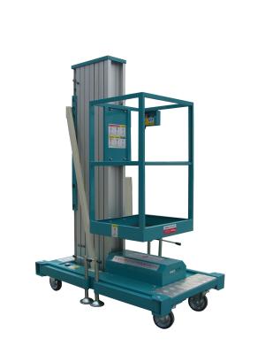 China Manual Pushing Aerial Work Platform Single Mast 10m Manlift 130Kg Loading Capacity for sale