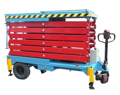 China 14M Mobile Hydraulic Scissor Lift with Motorized Device Loading Capacity at 450Kg for sale