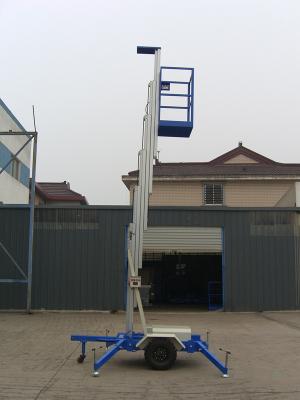 China 6 Meters Platform Height 130kg Loading Capacity Towing Single Mast Aerial Work Plaform For Long Distance Transportation for sale