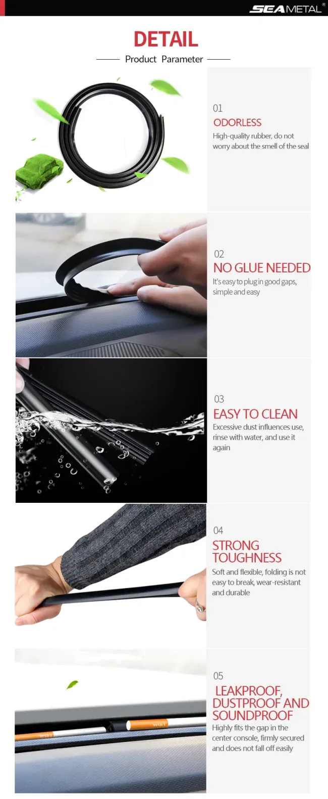 Universal T Shaped Car Sound Windshield Sealant Dashboard Soundproof Rubber Auto Rubber Gap Sealing Strip for Solar Panel