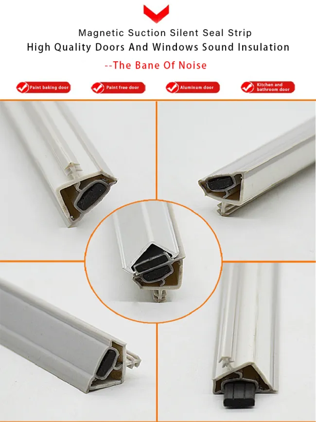 Wooden Door Silent Magnetic Suction Strip Door Magnetic Door Frame PVC Soft and Hard Composite Mute Bar