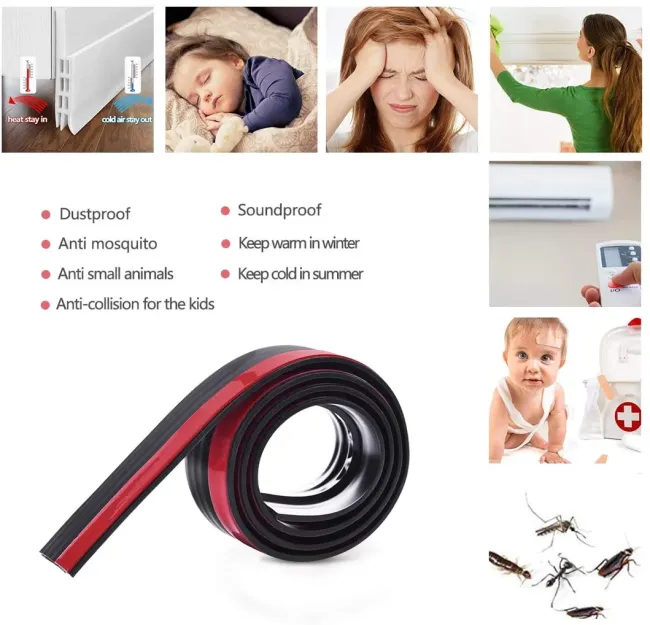High Quality TPE Silicone Rubber Door Bottom Seal Strip Self-Adhesive Draft Stopper Weatherstrip