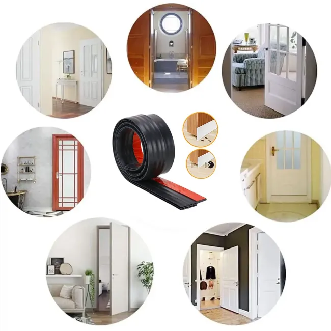 High Quality TPE Silicone Rubber Door Bottom Seal Strip Self-Adhesive Draft Stopper Weatherstrip