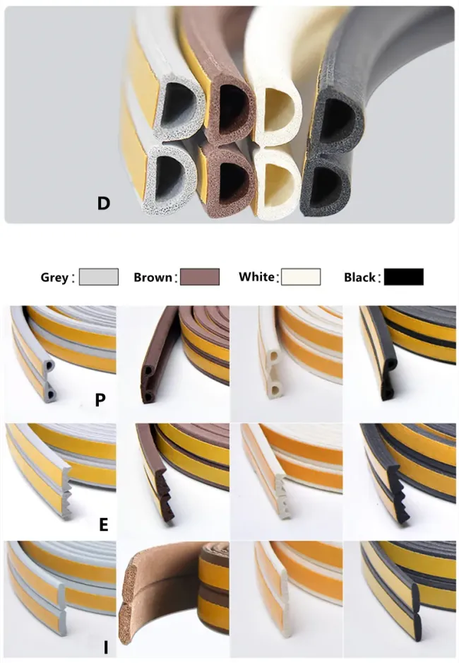 EPDM Door and Window Weatherstrip Gap Blocker Insulation Seal Strip with Self-Adhesive Tape