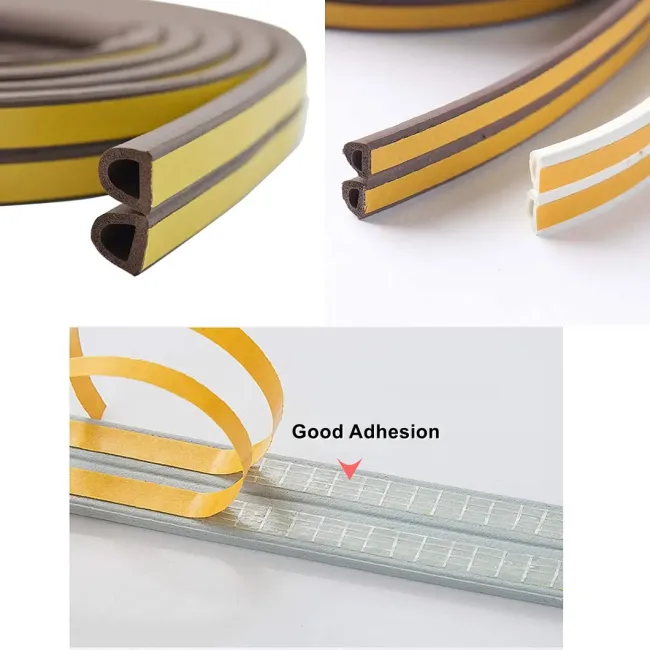 EPDM Door and Window Weatherstrip Gap Blocker Insulation Seal Strip with Self-Adhesive Tape