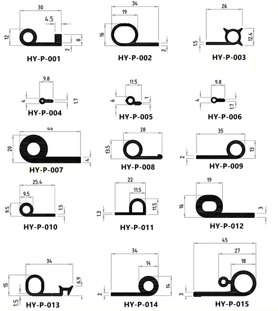 Heat Resistant High Temperature Extruded P Shaped Oven Door Seal Gasket Strip in Black/White/Red