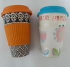 China Hot-sale New Design Biodegradable Bamboo Fiber Tableware,BAMBOO FIBRE MUG  + SILICON LID AND SLEEVE SWD021 for sale