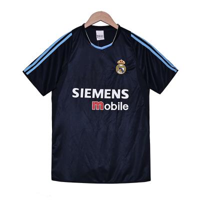 China Real Madrid 2003 Retro Away Fan Edition Jersey Galactico Classic Blue and Black Jersey Replica for sale