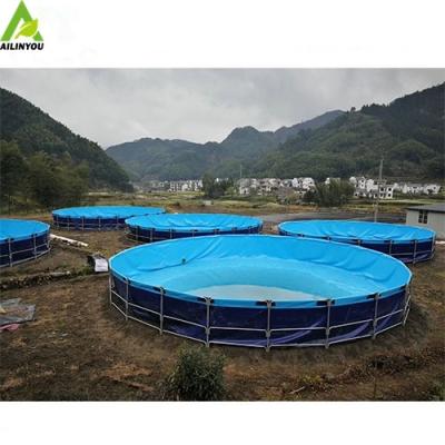 China Tarpaulin Waterproof Custom Accessories Blue Customized Pvc Canvas Fish Tank Farming Round Fish Pond Tank for sale