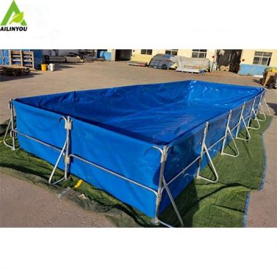 China Folding Fish Farming Tank Tarpaulin Biofloc Tank  with Raceway For Tilapia/ Catfish Fish Pond for sale
