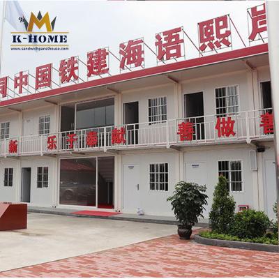 China Beweegbaar Prefab Modulair Containerhuis voor Tijdelijke Bouw Te koop