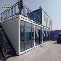 China Flat Pack Prefab Modular Office Container House 50mm EPS Glass Wall 3 Layer Stackable for sale