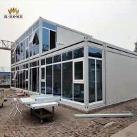 China Flat Pack Prefab Modular Office Container House 50mm EPS Glass Wall 3 Layer Stackable for sale