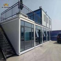 China Flat Pack Prefab Modular Office Container House 50mm EPS Glass Wall 3 Layer Stackable for sale