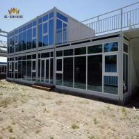 China Flat Pack Prefab Modular Office Container House 50mm EPS Glass Wall 3 Layer Stackable for sale