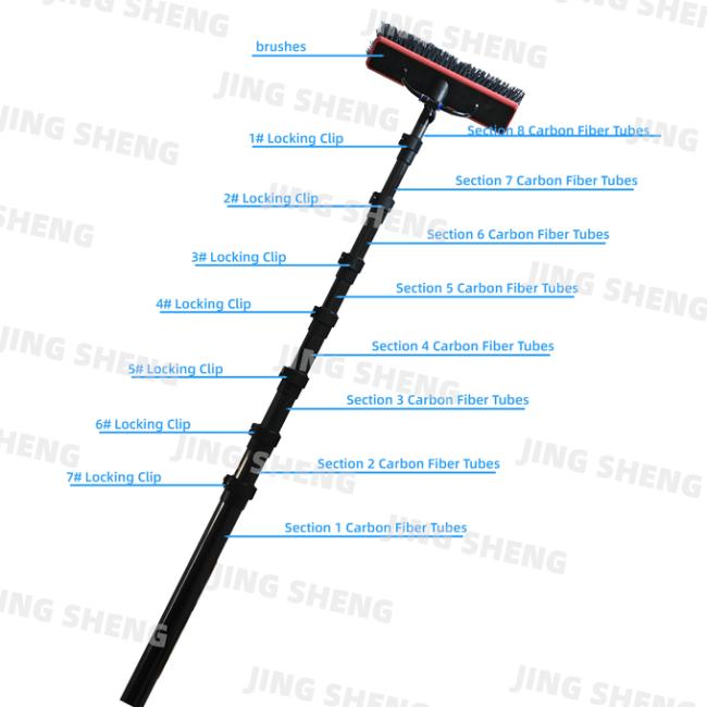 50ft Carbon Fiber Telescopic Window Cleaning Pole for Window and Solar Cleaning OEM Available 0